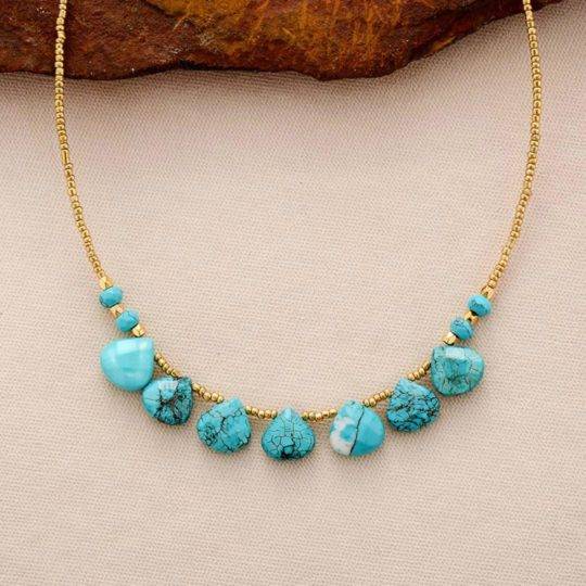 Collier Pierre Turquoise Dorée | Chakras Shop