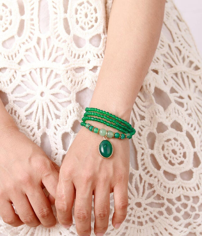 Collier en Pierres Naturelles Onyx Vert | Chakras Shop