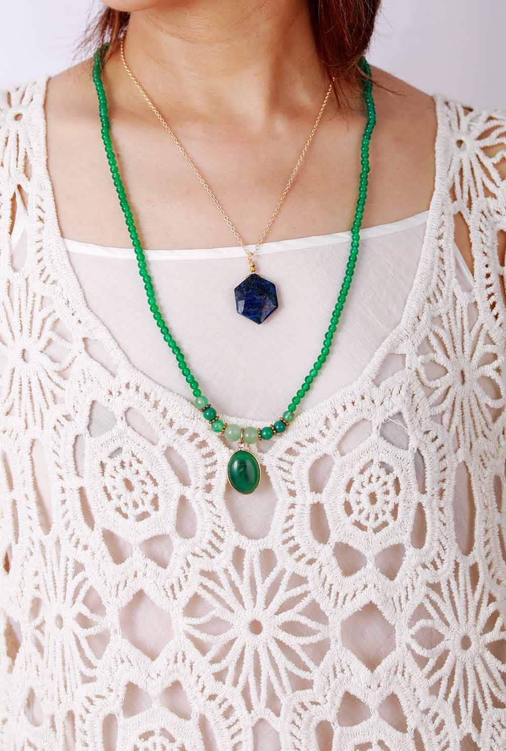 Collier en Pierres Naturelles Onyx Vert | Chakras Shop