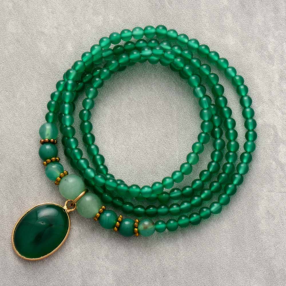 Collier en Pierres Naturelles Onyx Vert | Chakras Shop