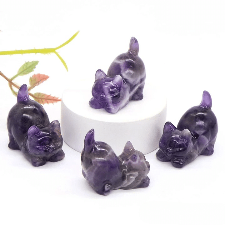 Pierre Naturelle Sculptée en Forme de Chat | Chakras Shop