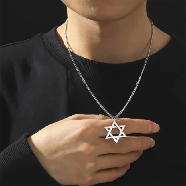 Étoile de David Pendentif avec Chaine en Acier Inoxydable | Chakras Shop