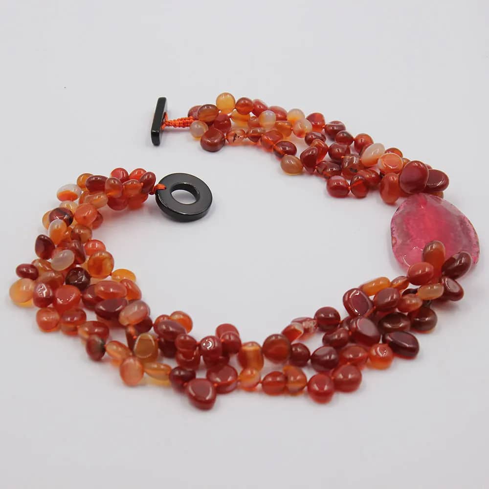 Collier Cornaline Artisanal avec Agate | Chakras Shop